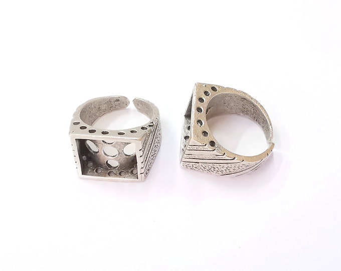Silver Ring Setting Blank, Round Ring Bezel, Cabochon Mountings ...