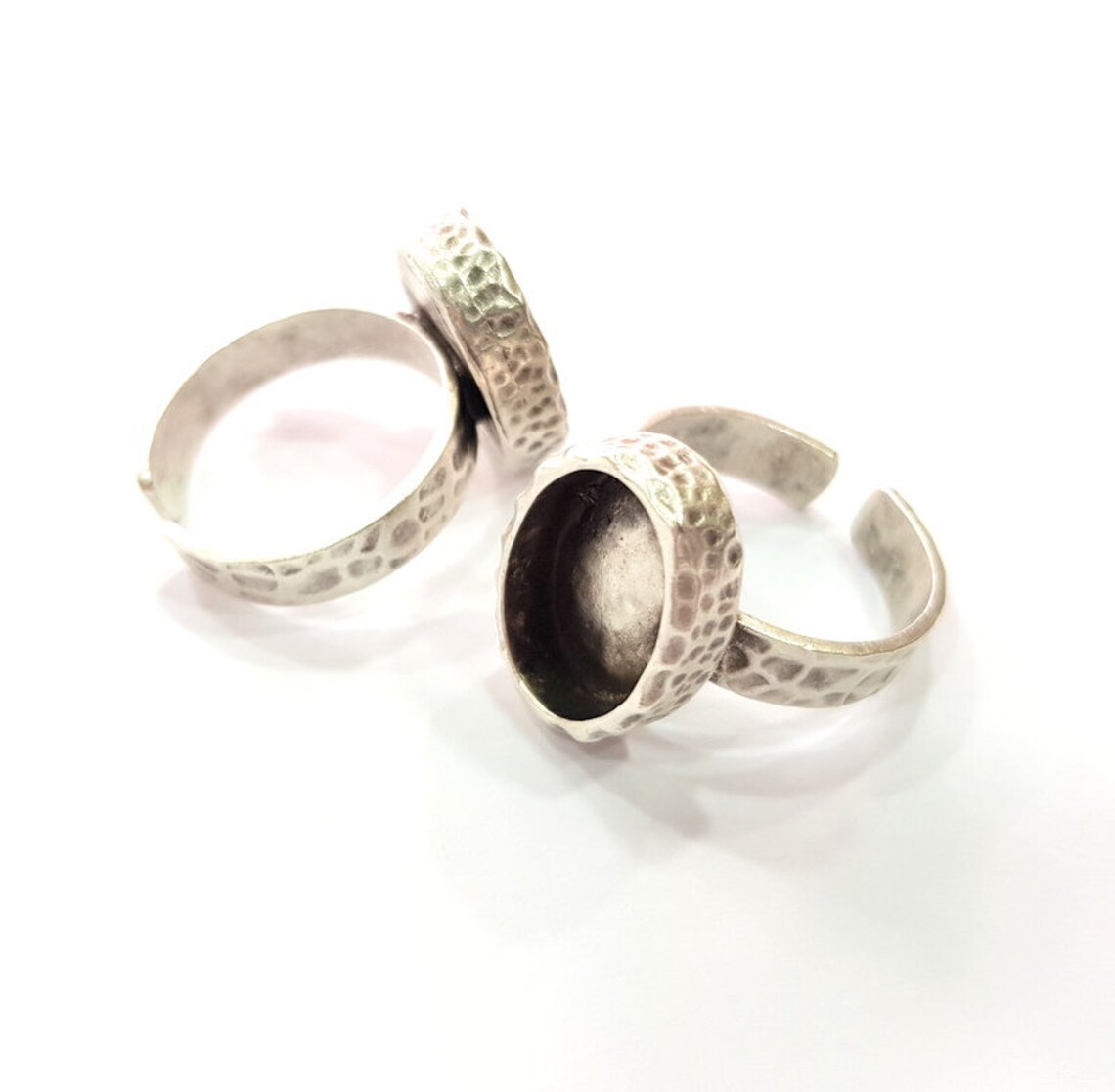 Ring Blank Setting Hammered Ring Base Bezel Inlay Ring Backs Glass ...