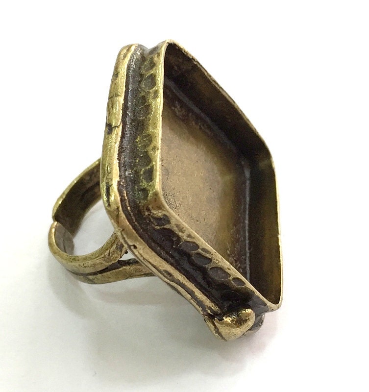 Ring Blank Base Bezel Setting , Adjustable Antique Bronze Plated Brass ...