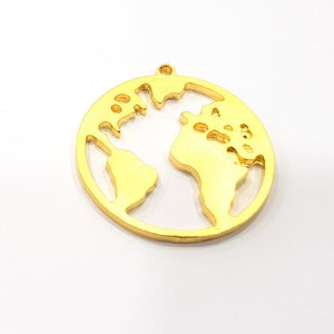 World Map Charm Gold Charms Gold Plated Metal (34mm) G15679 - Etsy