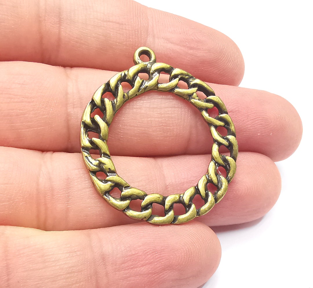 Round Twisted Circle, Chain Look Circle, Antique Bronze Plated Circle ...