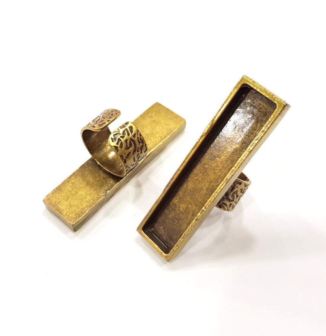 Antique Bronze Ring Blank Setting Cabochon Base Inlay Ring Backs ...