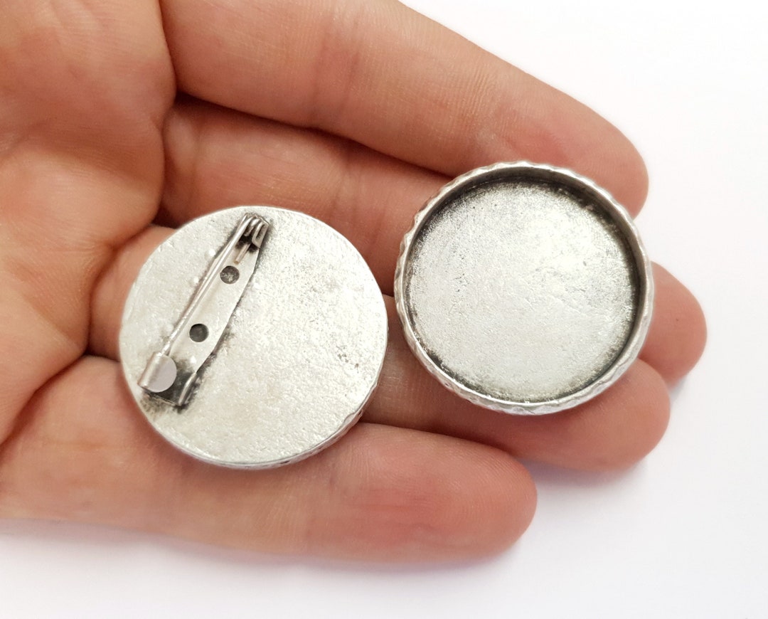 Hammered Brooch Holders Pin Brooch Blanks Brooch Bezel Antique Silver ...