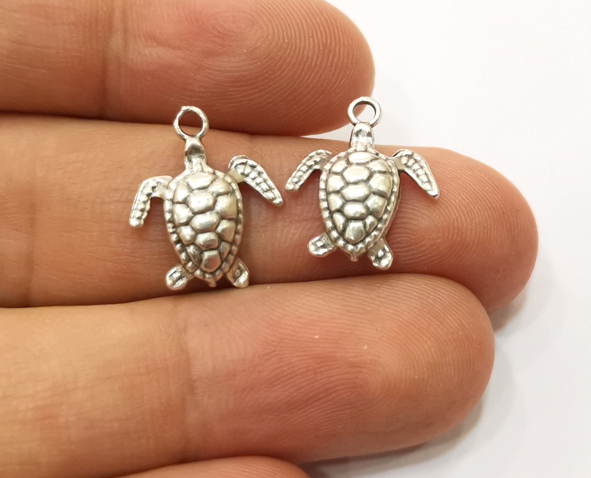Sea Turtle Charms Antique Silver Plated Charms 17x14mm - Etsy