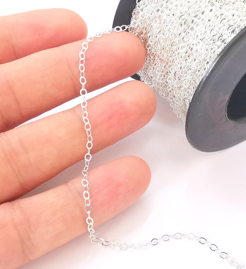 1mt3.3ft Sterling Silver Oval Flat Cable Chain 925 Solid - Etsy