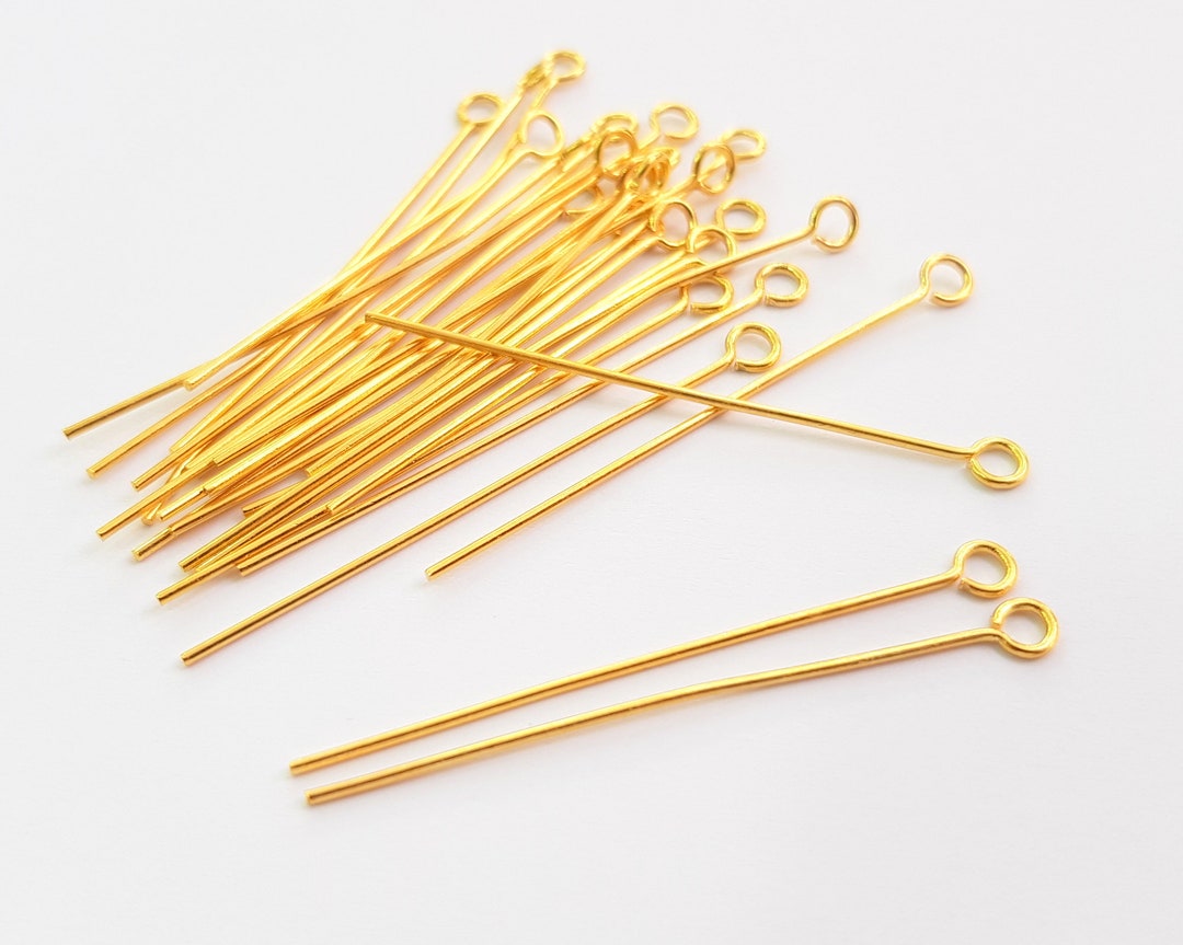 Gold Eye Pins Gold Plated Brass Eye Pin (45 Mm), Findings G18252 - Etsy