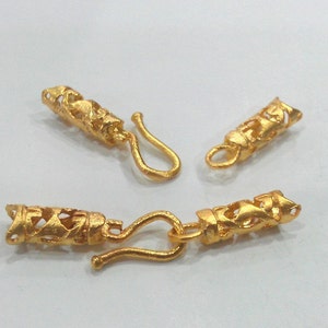2 Set Gold Clasp Findings Hook Clasp, 2 Sets Gold Plated Brass Findings ...