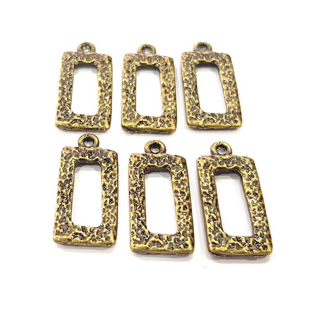 6 Square Frame Charm Antique Bronze Charm Antique Bronze Plated Metal ...