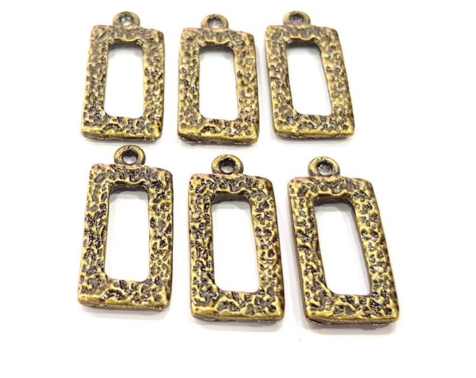 6 Square Frame Charm Antique Bronze Charm Antique Bronze Plated Metal ...