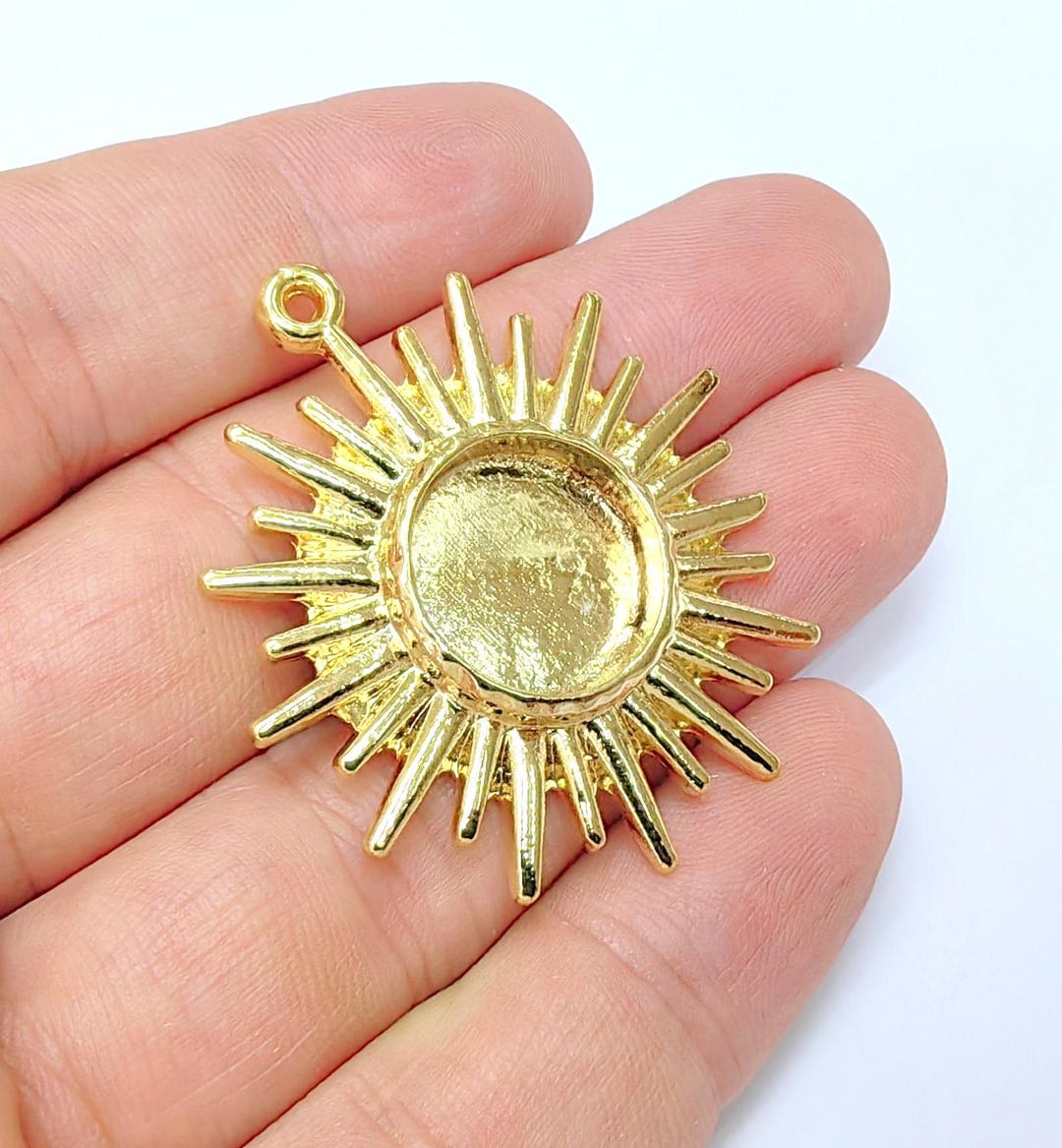Sun Charms Blank Bezel Resin Bezel Mosaic Mountings Shiny Gold Plated ...