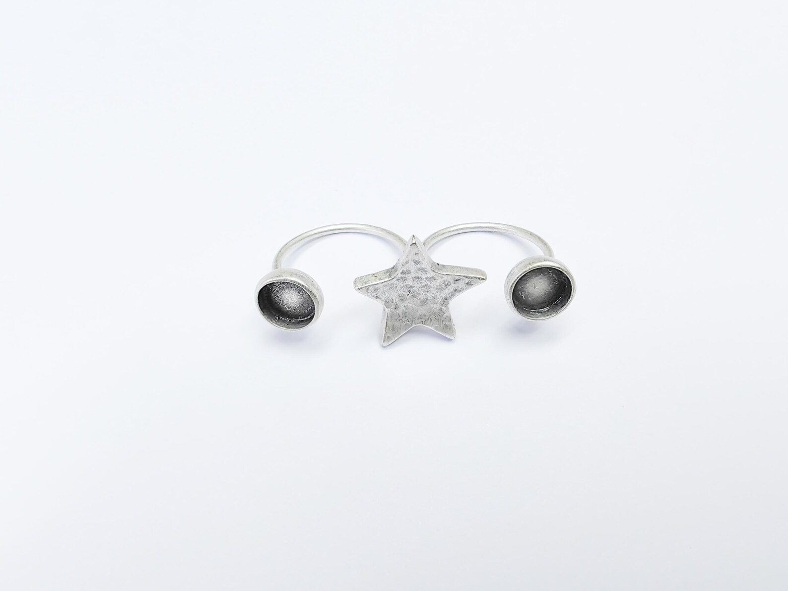 Double Finger Star Ring Base Setting, Cabochon Blank, Resin Bezel ...