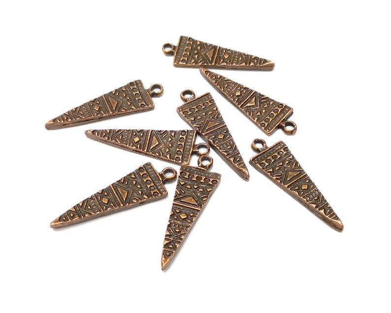 10 Copper Charm Double Sided Antique Copper Charm 29x9mm - Etsy