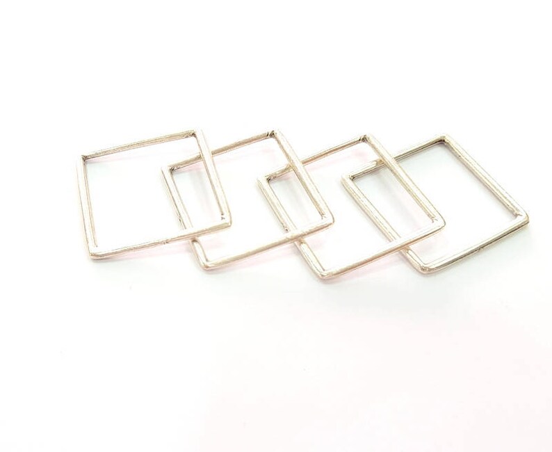 4 Silver Square Connector Pendant Antique Silver Plated - Etsy