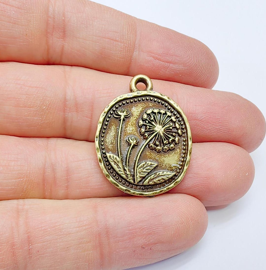 Dandelion Charms, Bronze Flower Charms, Boho Charms, Earring Charms ...