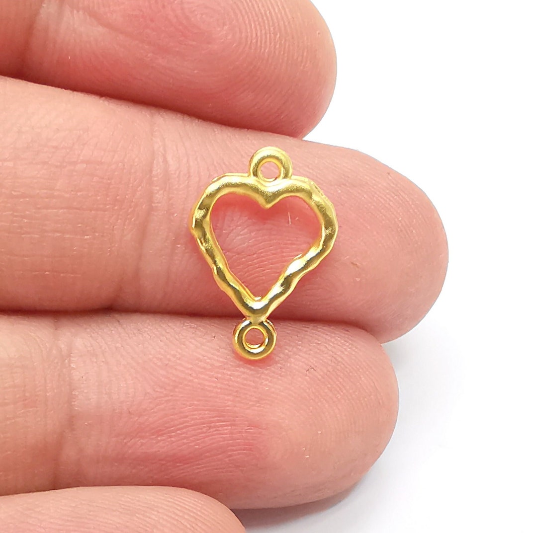 Little Sweet Heart Connector Charms Gold Plated Charms (17x12mm) G34688 ...