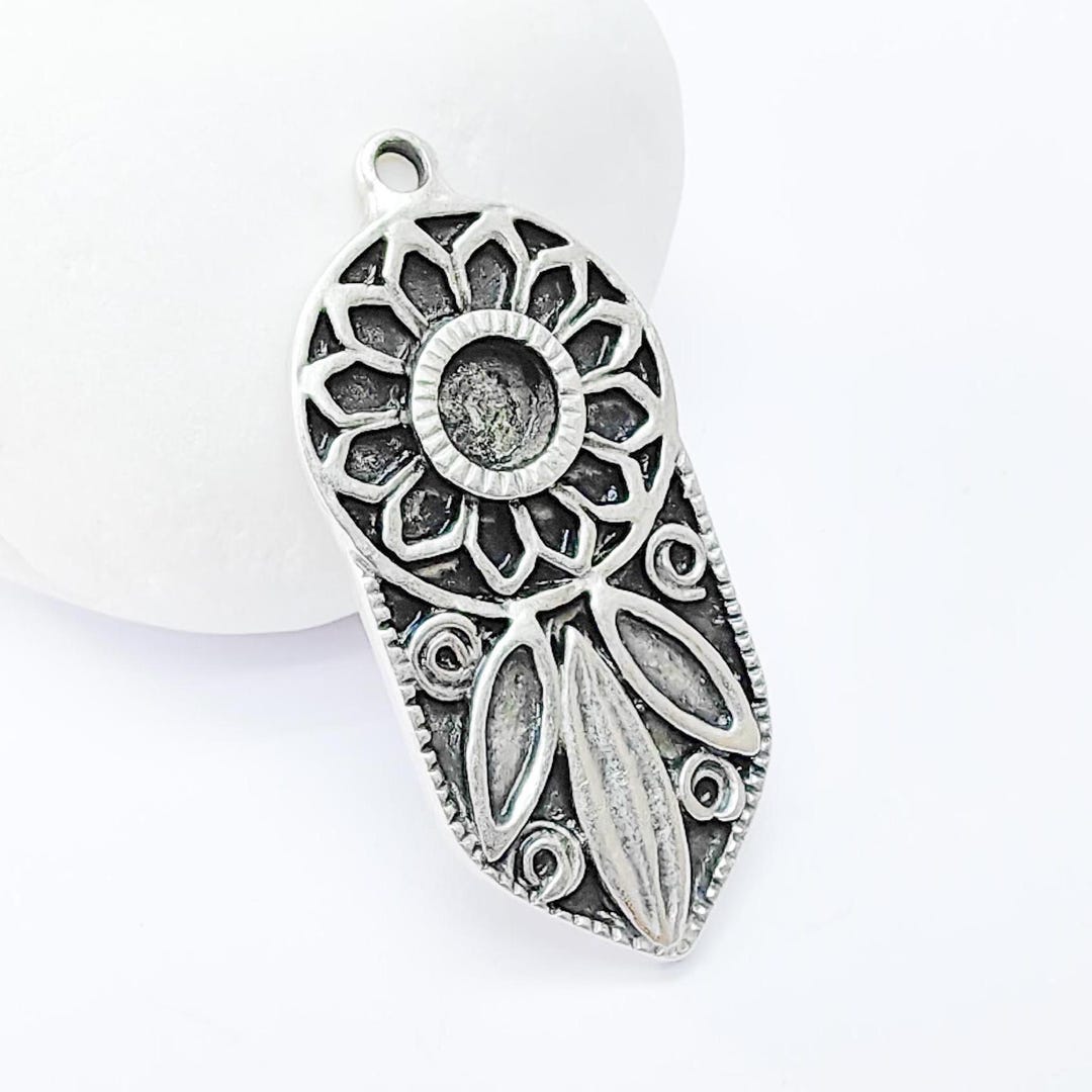 Bohemian Pendant Blank, Cabochon Bezel, Locket Base, Inlay Mountings ...