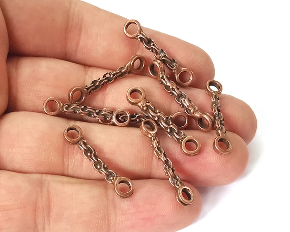 10 Chain shape bar connector charms Antique copper plated | Etsy