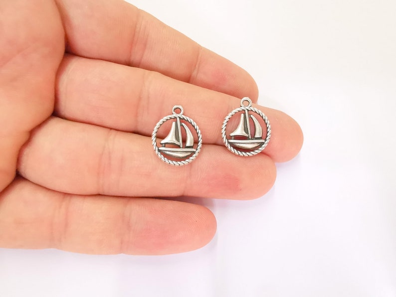 10 Sailing Ship Charms Antique Silver Plated Charms (18x15mm) G23205 - Etsy