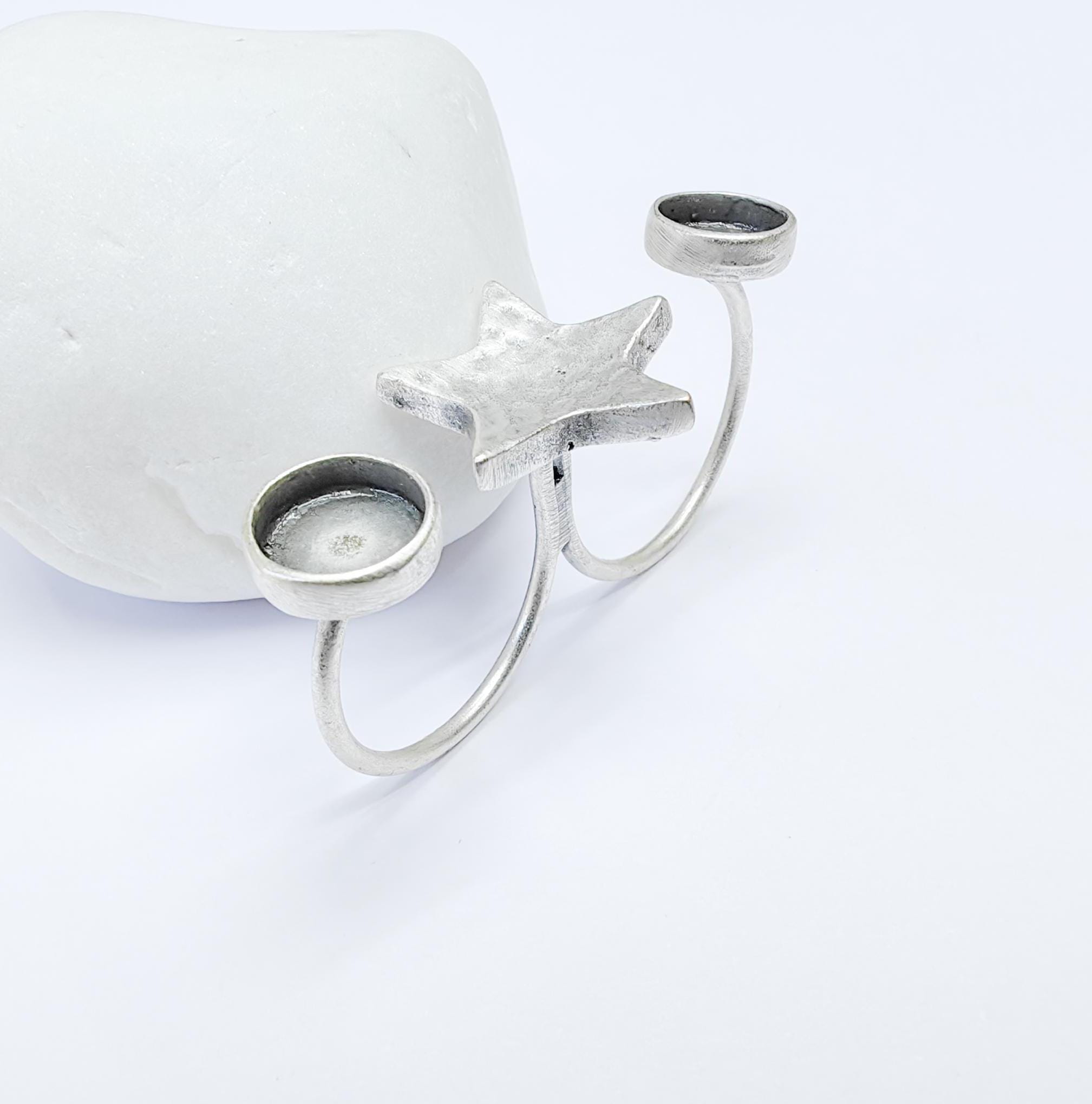 Double Finger Star Ring Base Setting, Cabochon Blank, Resin Bezel ...