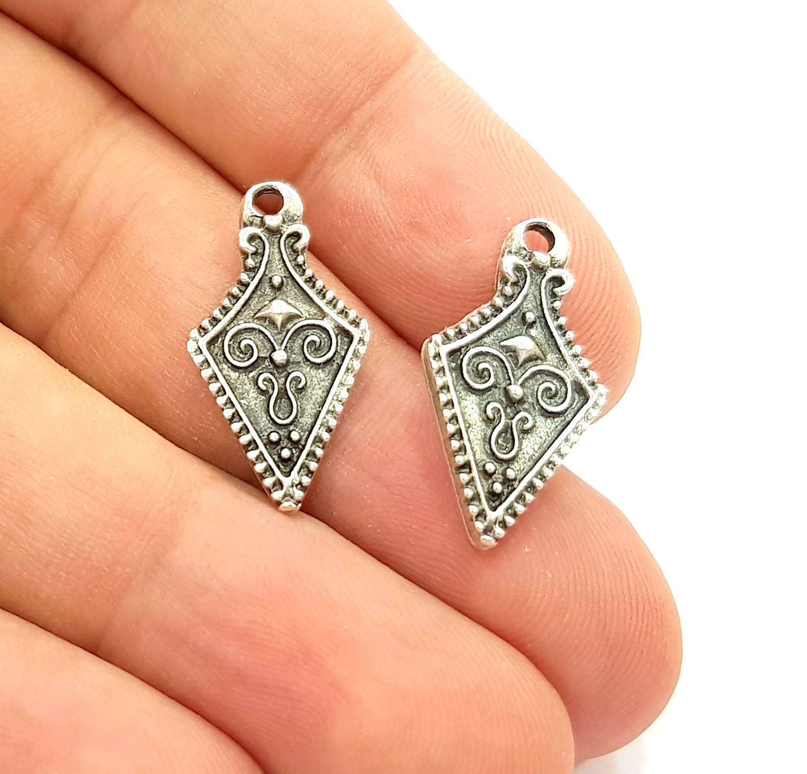 Silver Charms Antique Silver Plated Charms (23x12mm) G8495 - Etsy
