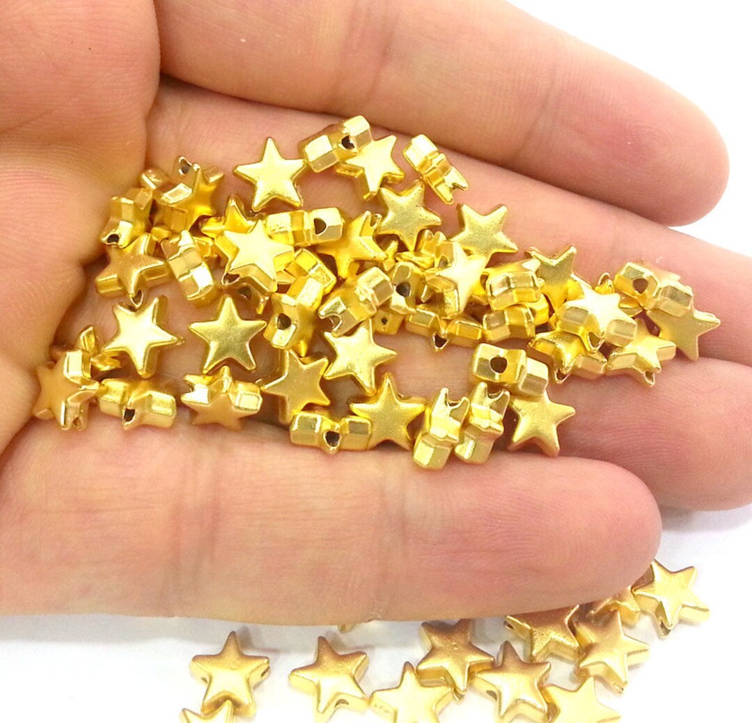10 Star Beads Gold Plated Star Charms (8 Mm) G9818 - Etsy