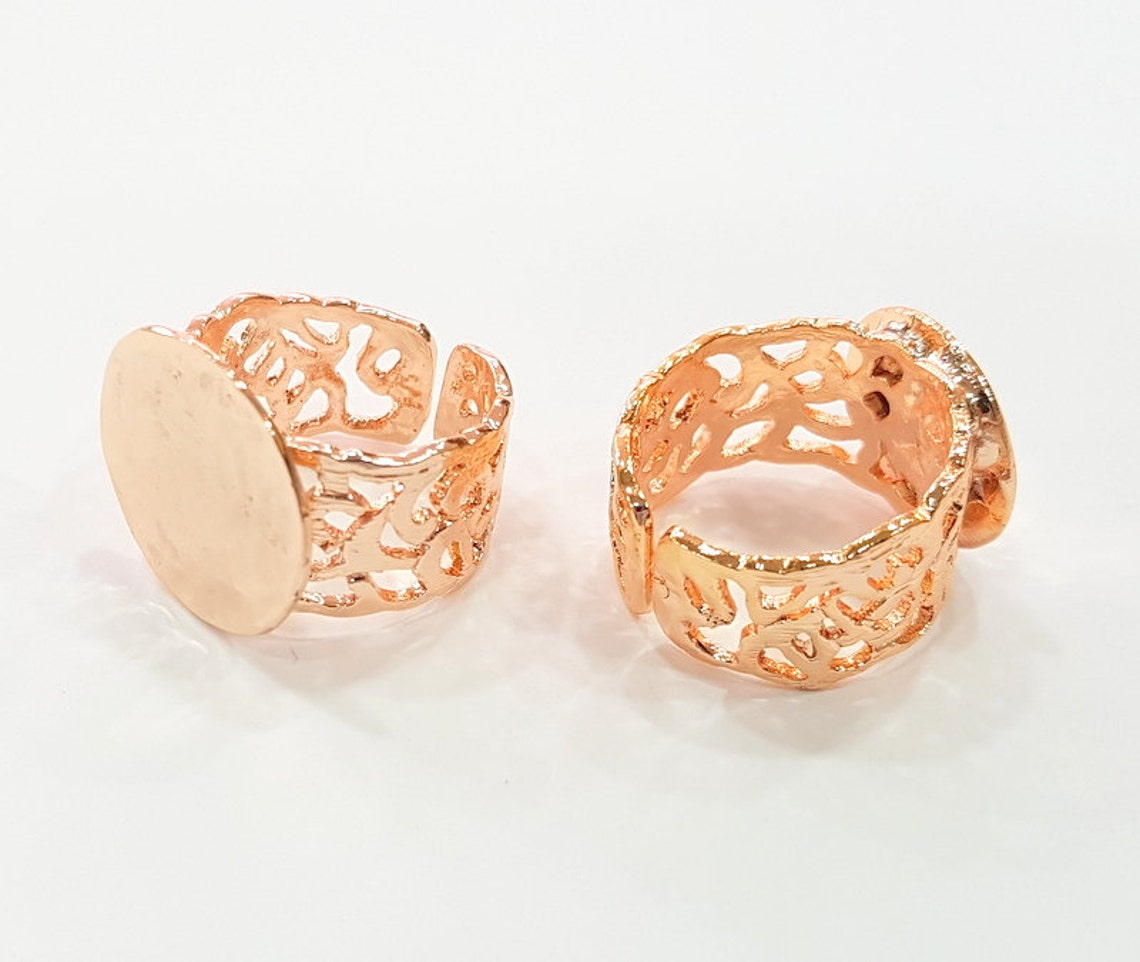 Rose Gold Ring Blank Base Bezel Settings Cabochon Base Mountings ...