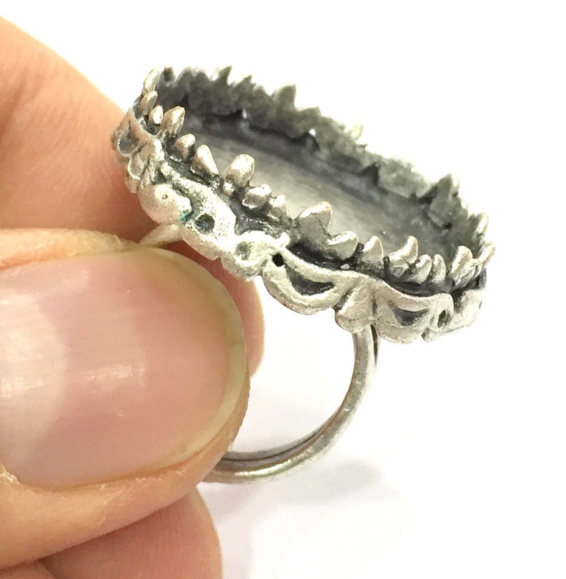 Silver Ring Setting Blank Resin Ring Cabochon Base Inlay Ring - Etsy