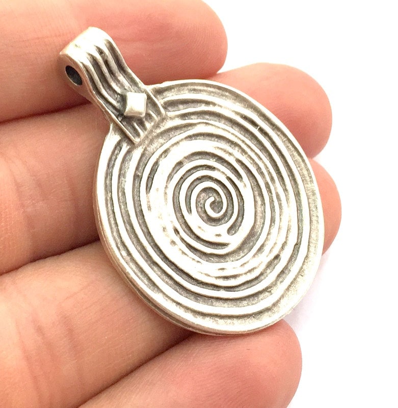 Antique Silver Pendants 44x34mm Antique Silver Plated Metal - Etsy