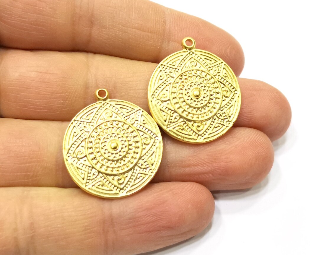 2 Gold Charms Gold Plated Charms (24mm) G17151 - Etsy