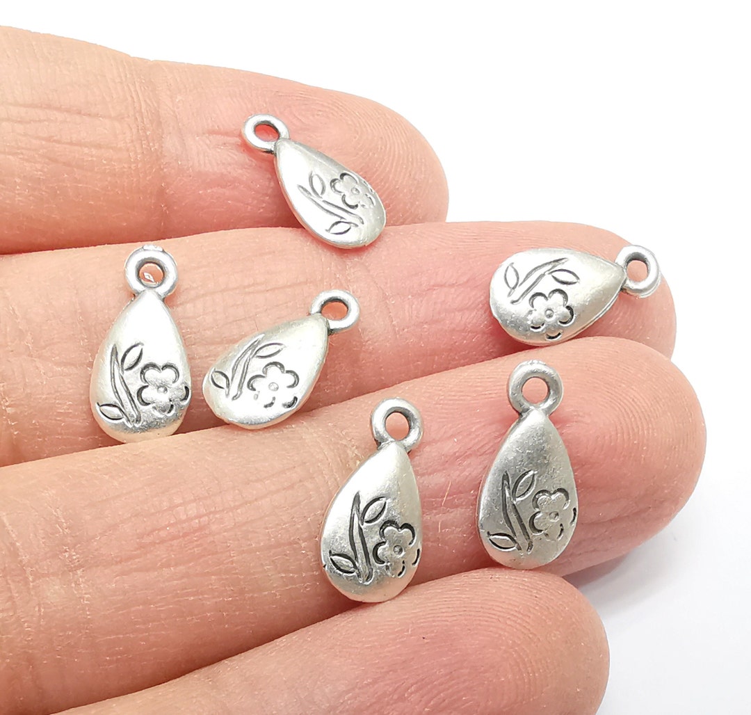 Flower Drop Charms, Leaf Flower Charms, Dangle Charm, Bracelet ...