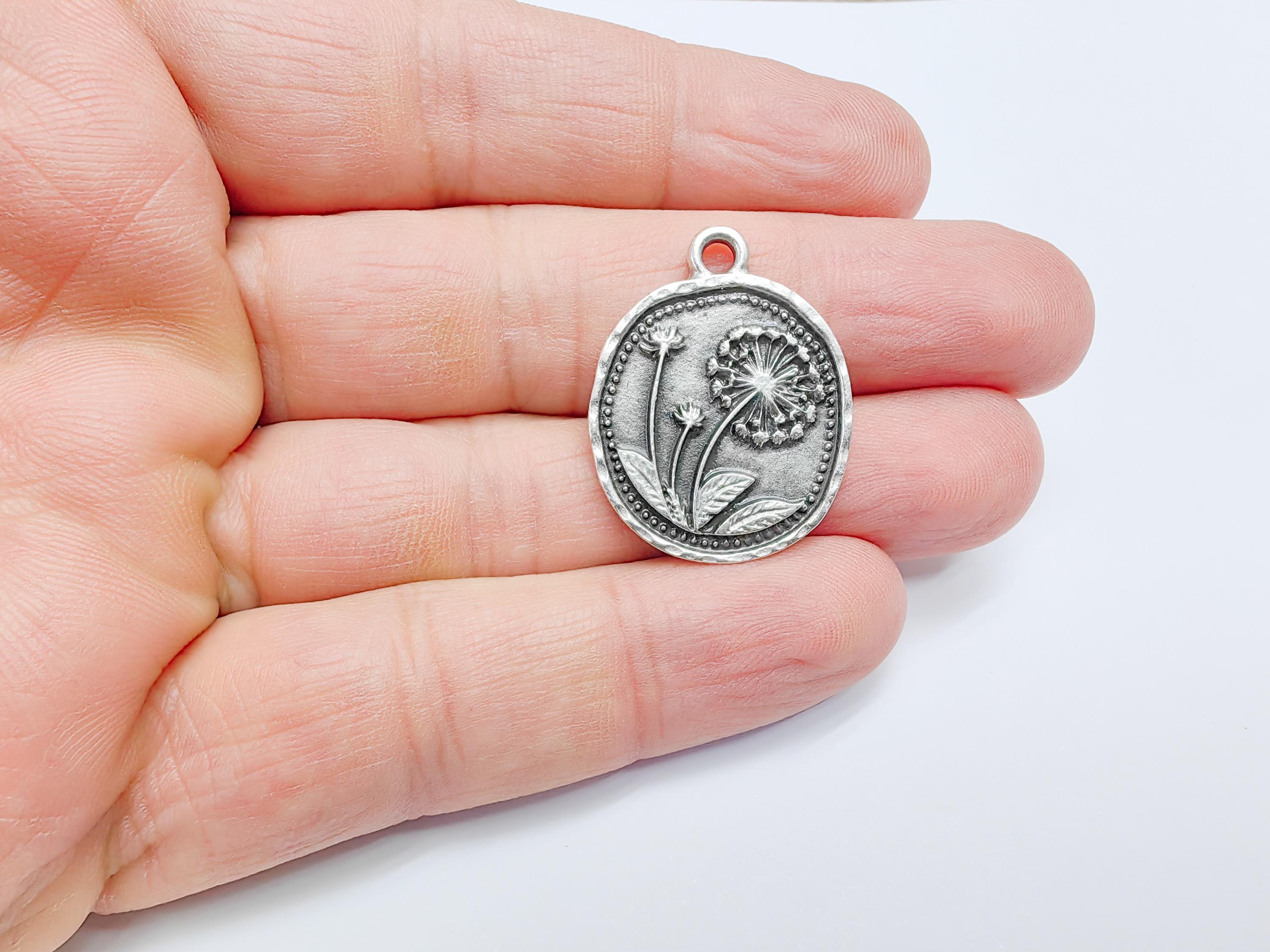 Dandelion Charms, Silver Flower Charms, Boho Charms, Earring Charms ...