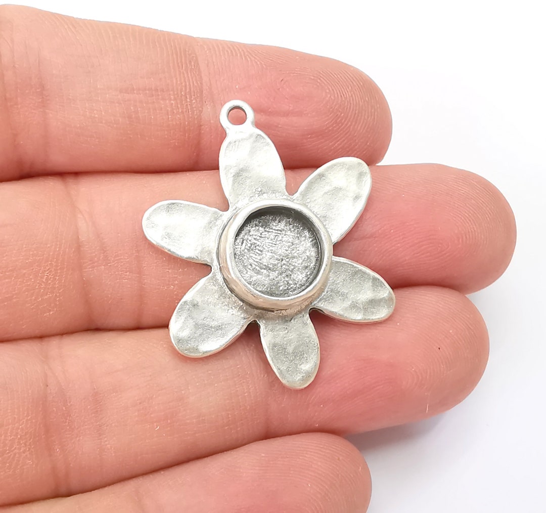 Flower Charms Pendant Bezels, Resin Blank, Inlay Mountings, Mosaic ...