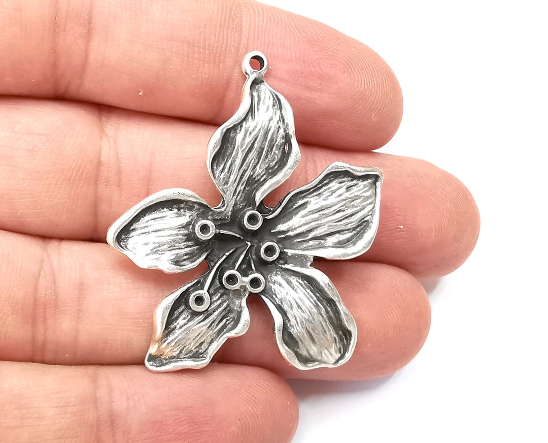 Flower Daisy Charms, SS Cabochon Blank, Antique Silver Plated Floral ...