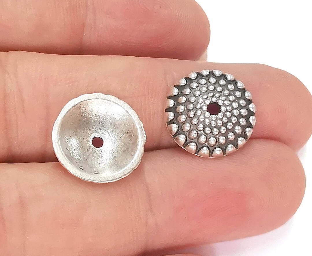 10 Bead Caps Antique Silver Plated Bead Caps , Findings (15mm) G21725 ...