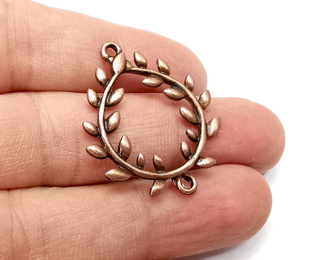 Leaf Wreath Charms Connector , Dangle Charms Antique Copper Plated ...