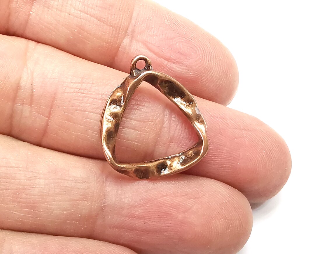 Triangle Hammered Organic Charms Antique Copper Plated Charms (23x20mm ...