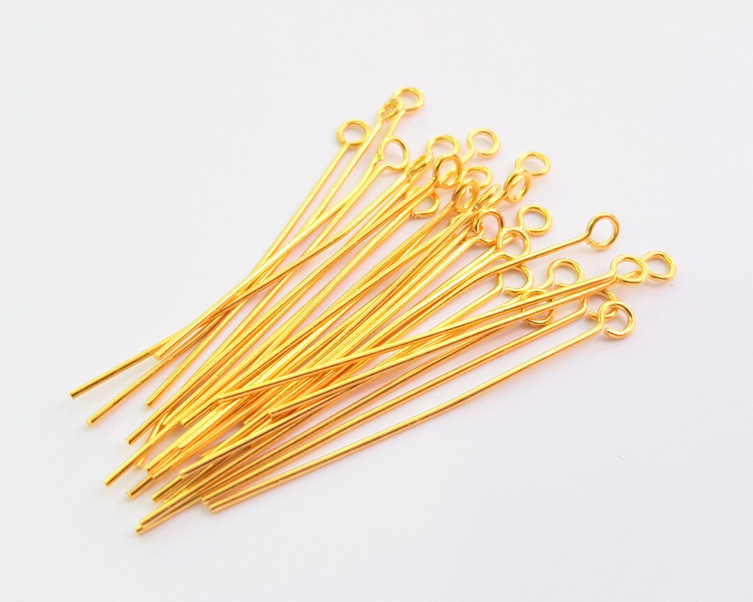 Gold Eye Pins Gold Plated Brass Eye Pin (45 Mm), Findings G18252 - Etsy