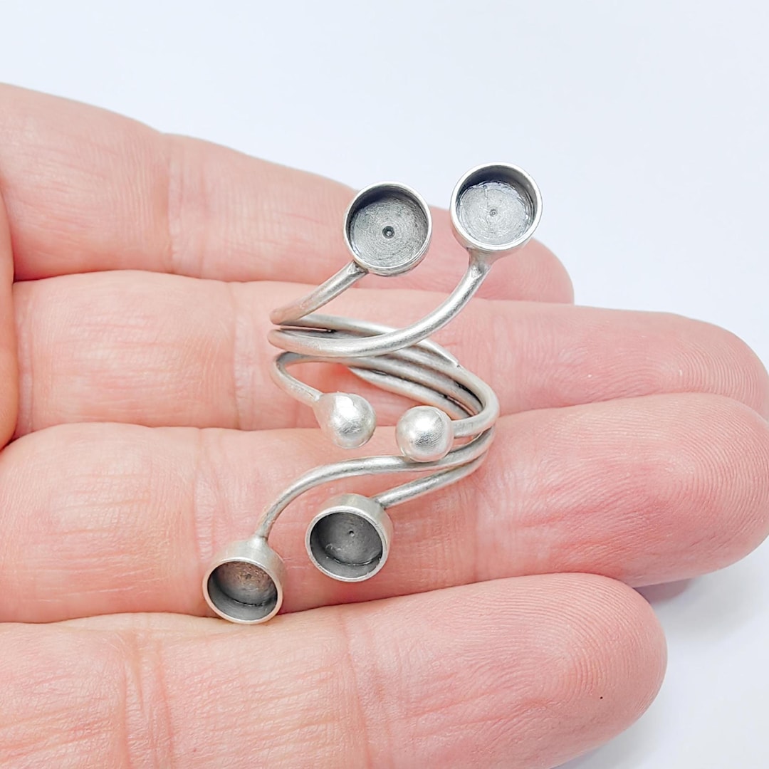 Adjustable Multi-bezel Ring Base With 6mm Settings, Antique Silver ...
