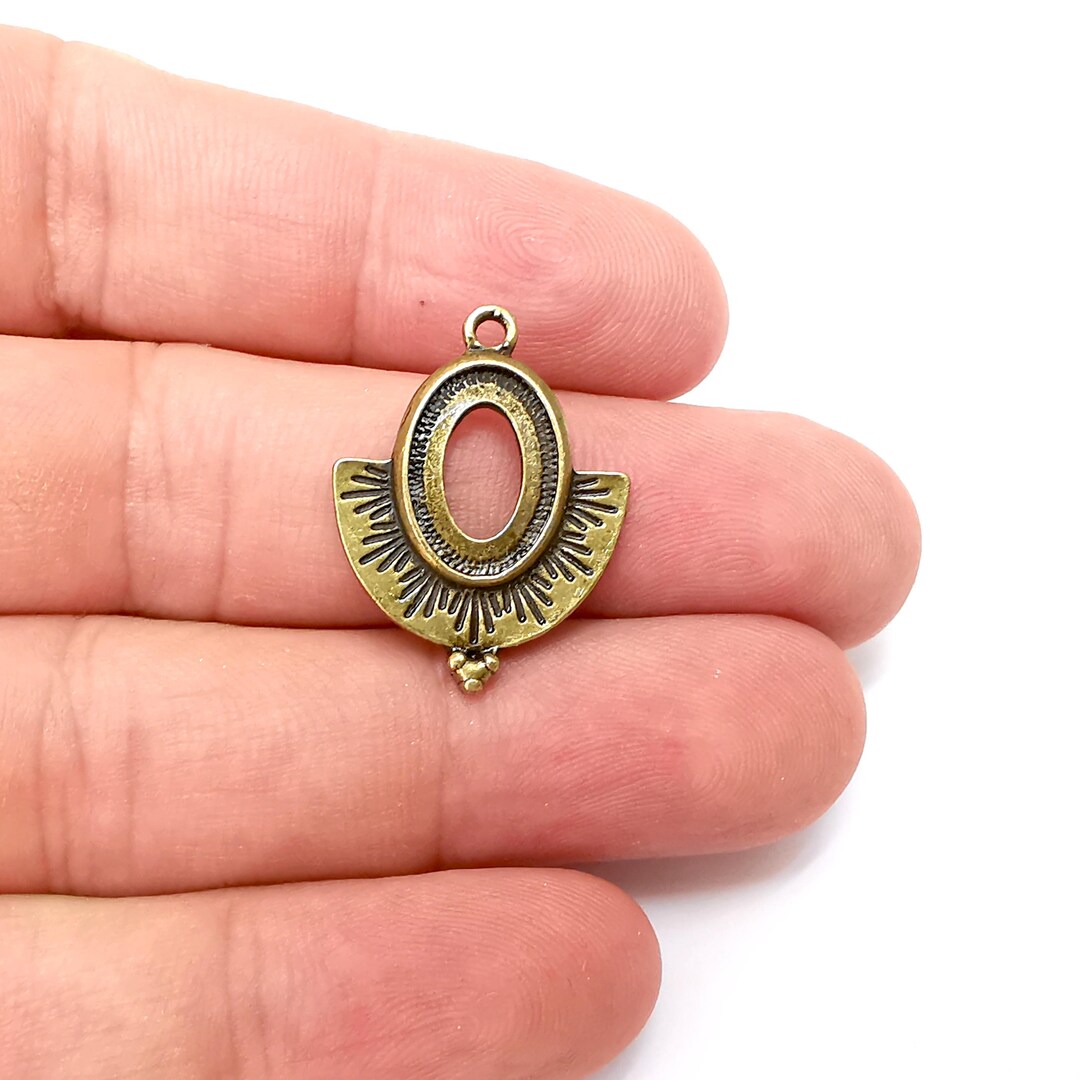 Bronze Oval Charms, Boho Charms, Dangle Charms, Earring Charms, Rustic ...