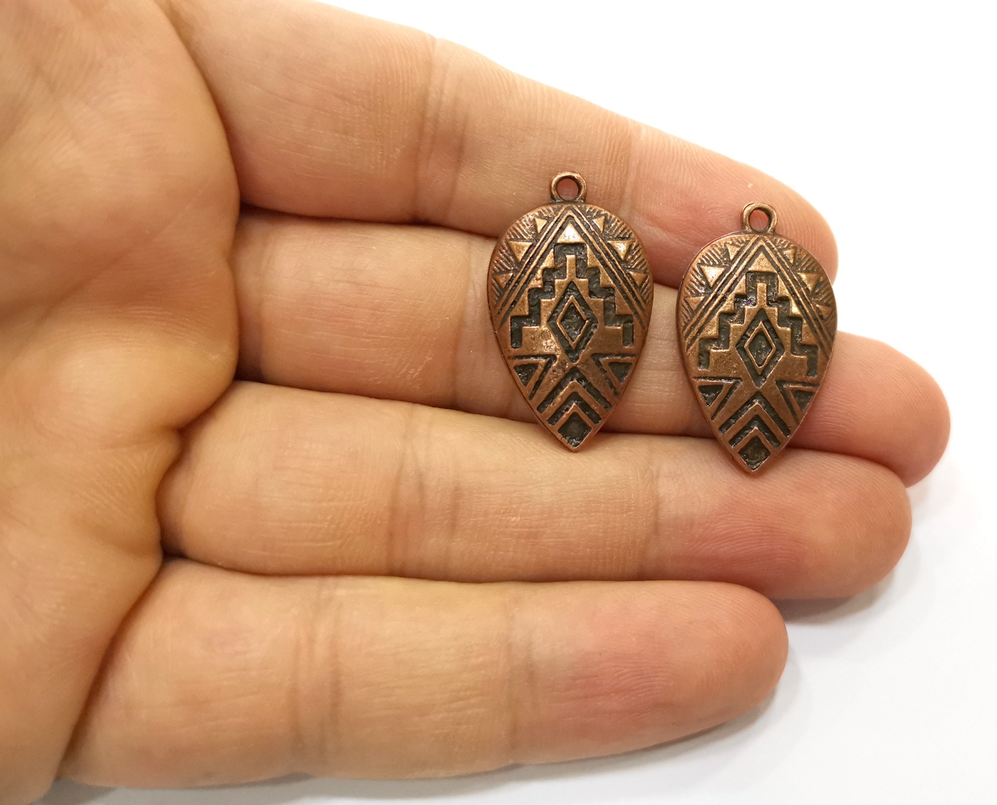 4 Copper Charms Antique Copper Plated Charms 30x18mm G18435 | Etsy