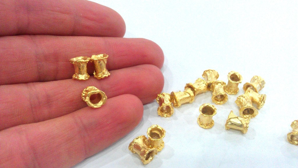 20 Pcs Mini Tube Charms Gold Plated G9232 - Etsy