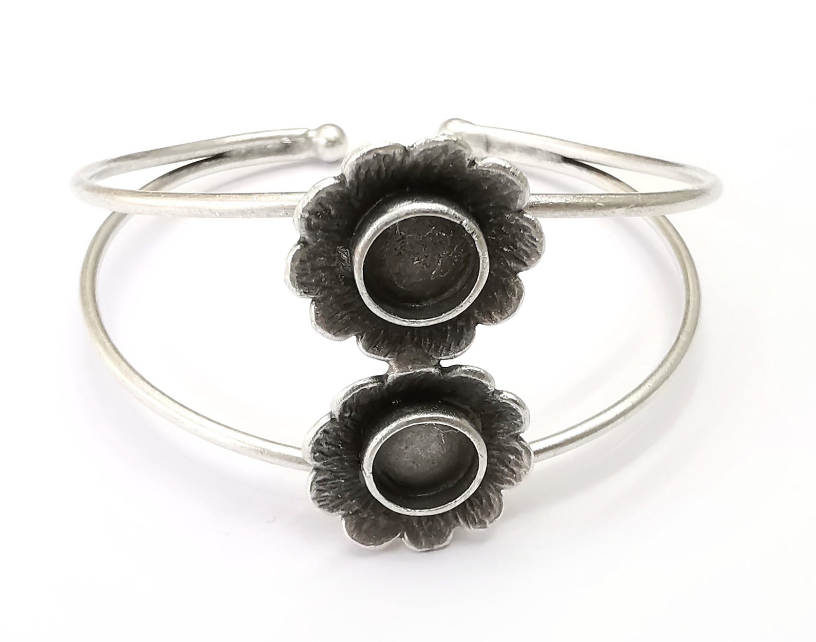 Flowers Bracelet Bezel Blank Resin Bezel Cabochon Cuff Base Settings ...
