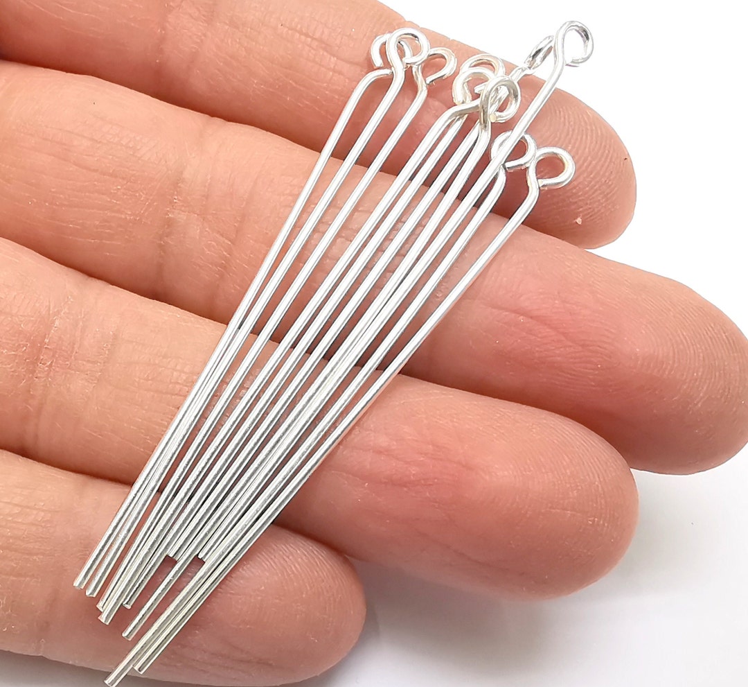 Sterling Silver Loop Head Pins, 2.5'', 18ga Long Pin (length 2.5inch ...