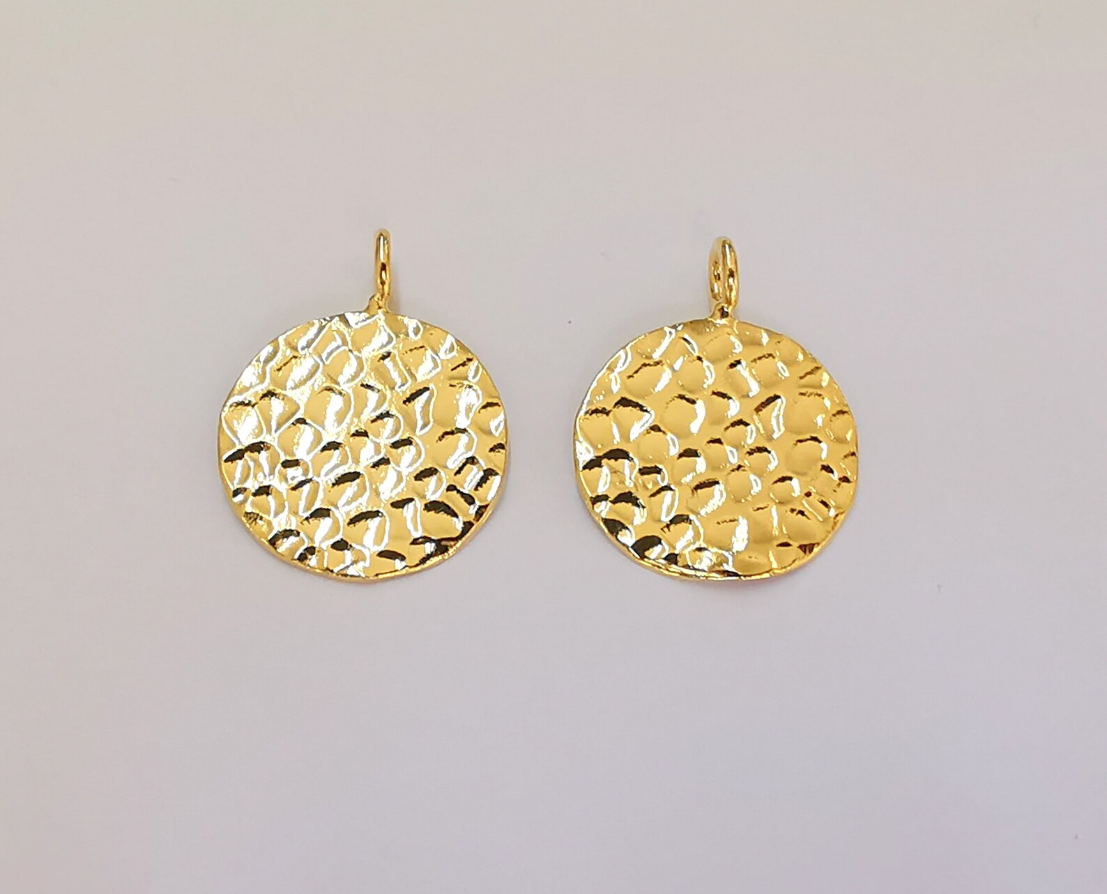 2 Gold Plated Stamping Base 24k Shiny Gold Hammered Tag Gold Plated ...
