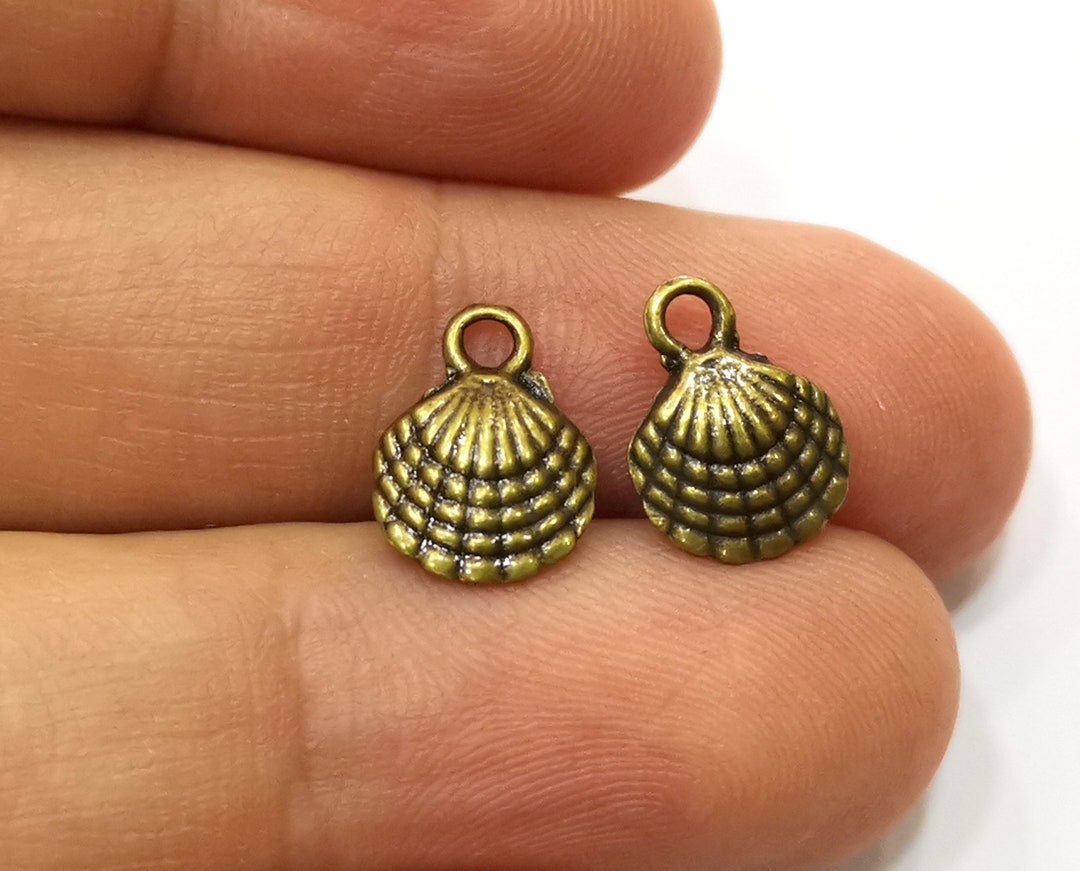 10 Oyster Sea Shell (double Sided) Charms Antique Bronze Plated Charms ...