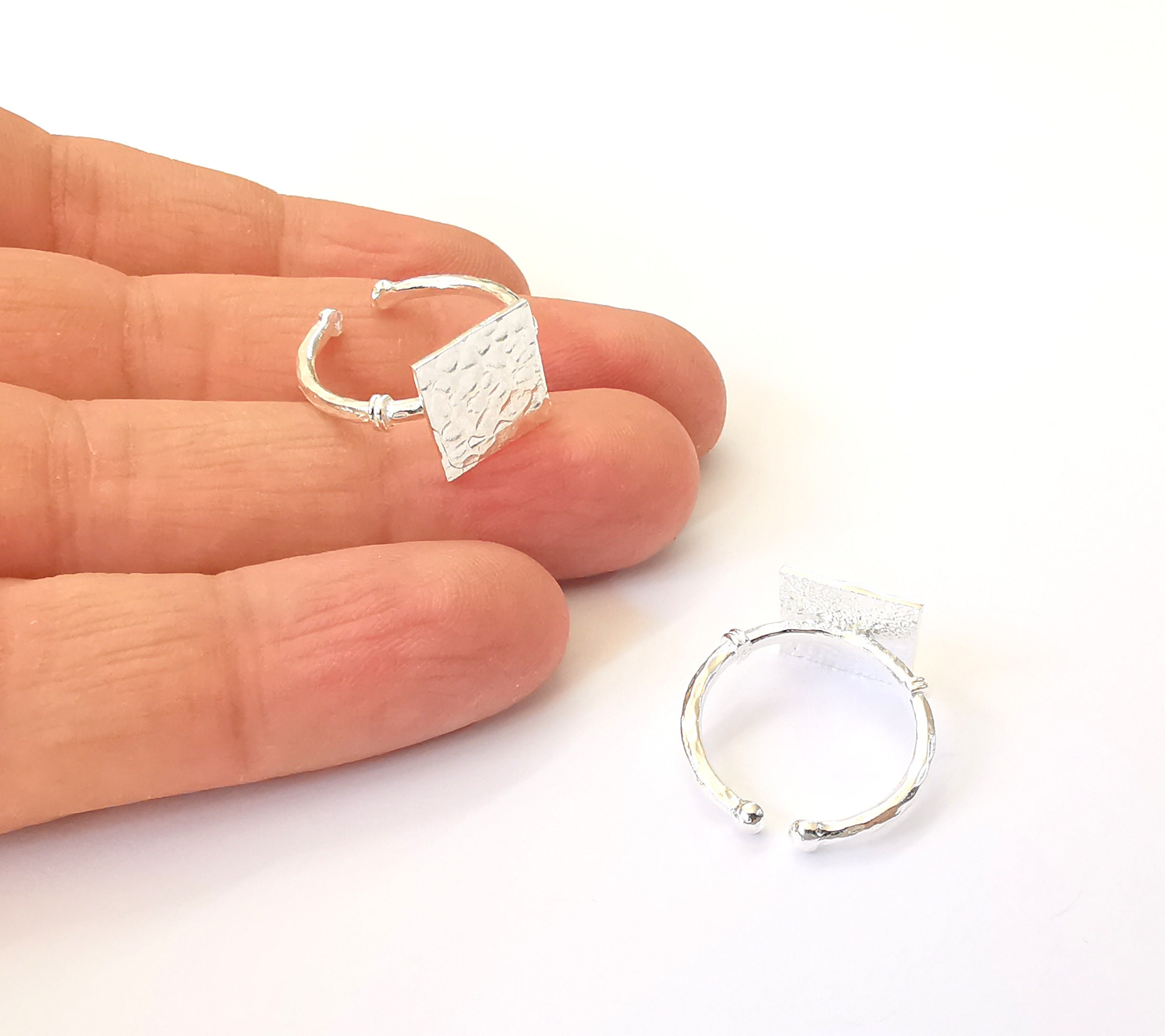 Square Stamping Ring Blanks, Sterling Silver Engraving Blank, Statement ...