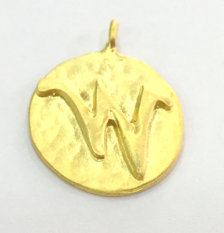 Gold Charms W Charm Gold Plated Brass Initials G4838 | Etsy