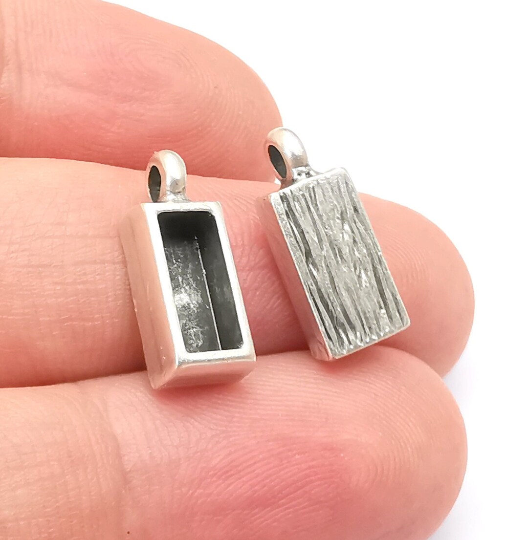 Rectangle Charm Bezel, Resin Blank, Inlay Mounting, Mosaic Pendant ...