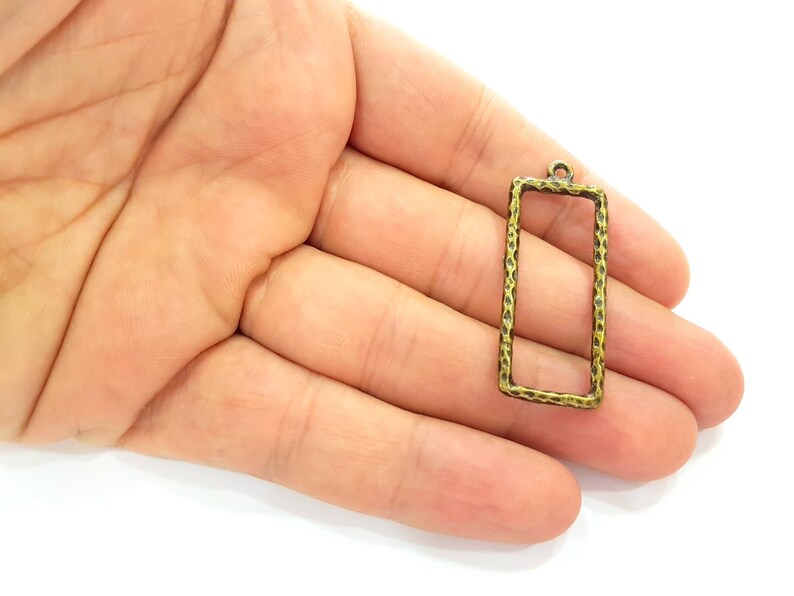 6 Antique Bronze Square Charm Antique Bronze Charm 43x17mm | Etsy