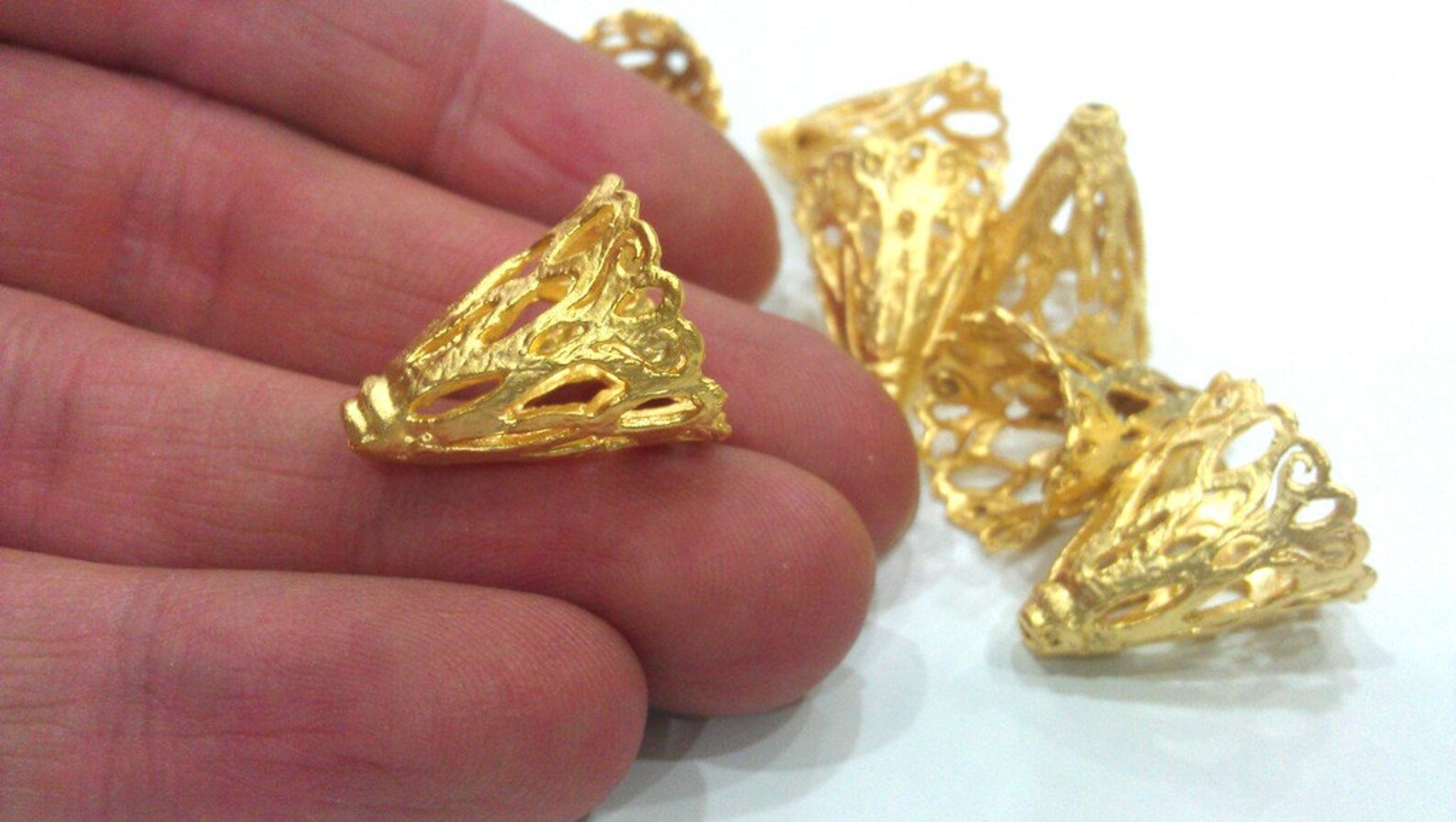 2 Gold Cone Gold Plated Cone Findings G9230 - Etsy